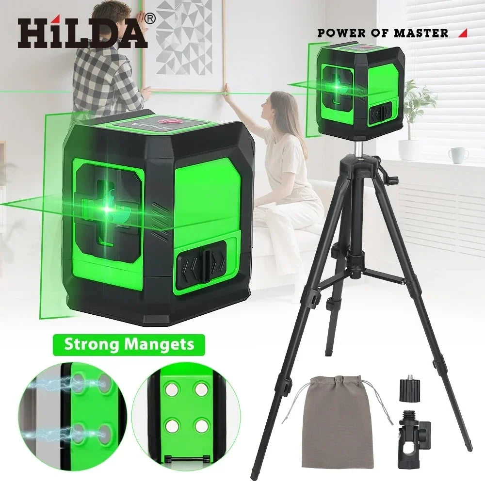 Nível Laser Verde HILDA 2 Linhas Portátil Magnético – OctoShop