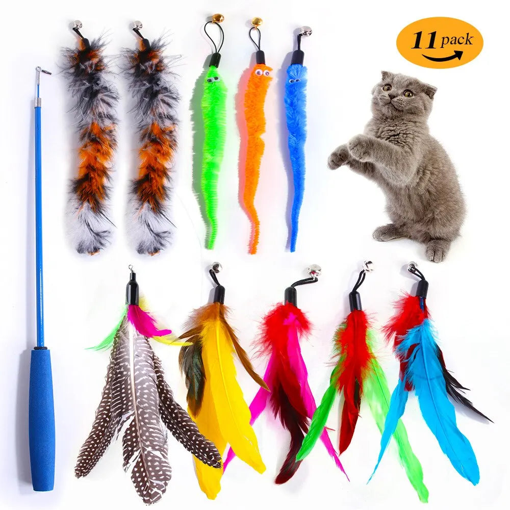 11pcs substituição gato pena brinquedo conjunto pena substituição cabe ...