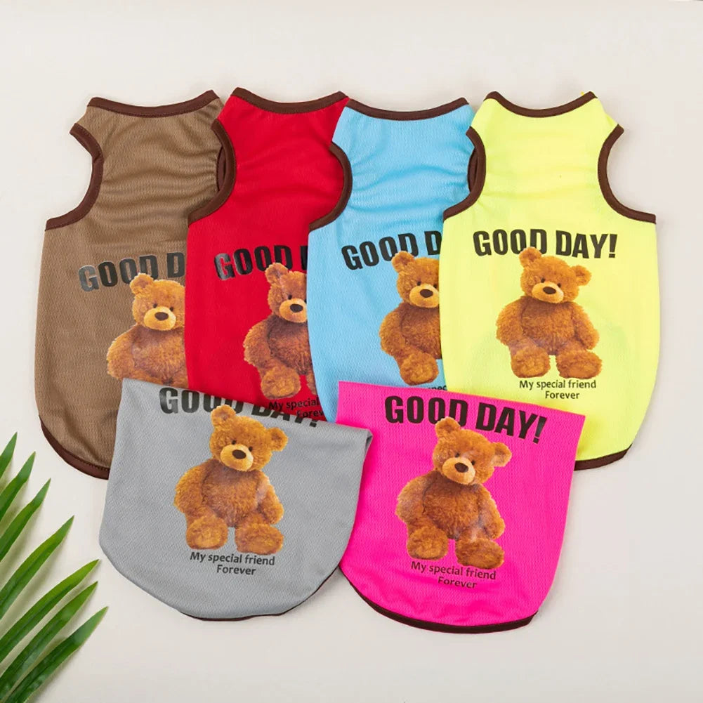 Pet sem mangas camisetas coletes para cães urso padrão roupas para cãe ...